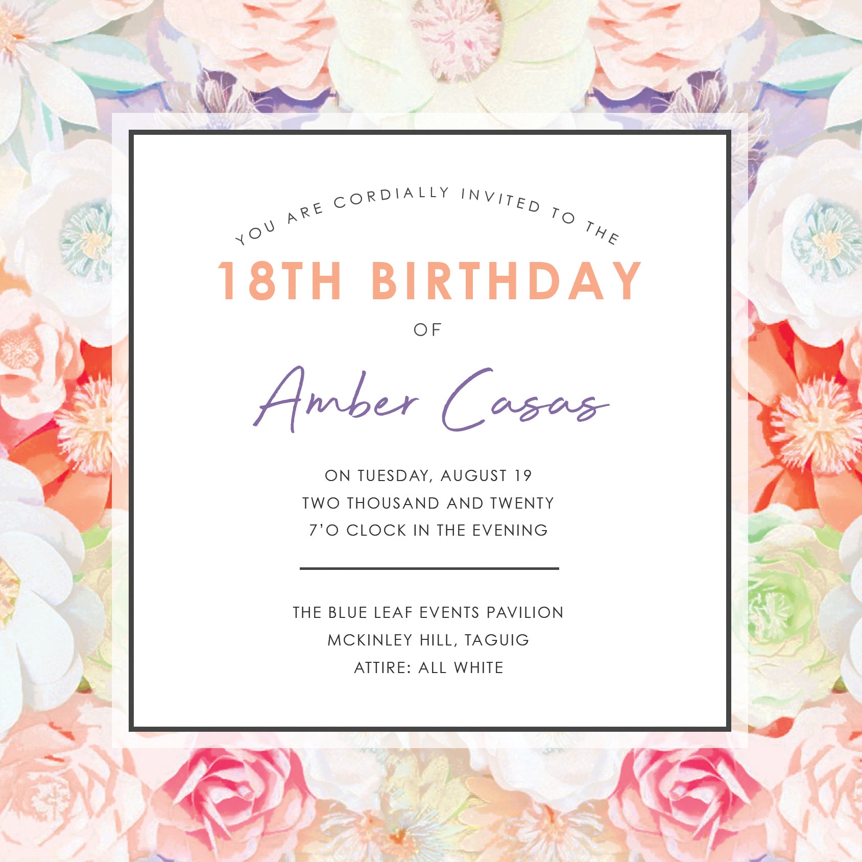 Amber Debut Invitation Amber Debut Invitation